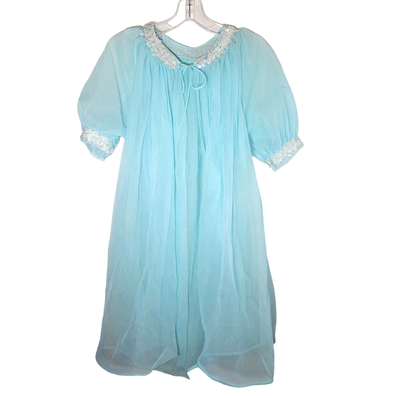 Vintage | Intimates & Sleepwear | Vintage 5s Blue Sheer Night Gown Robe ...